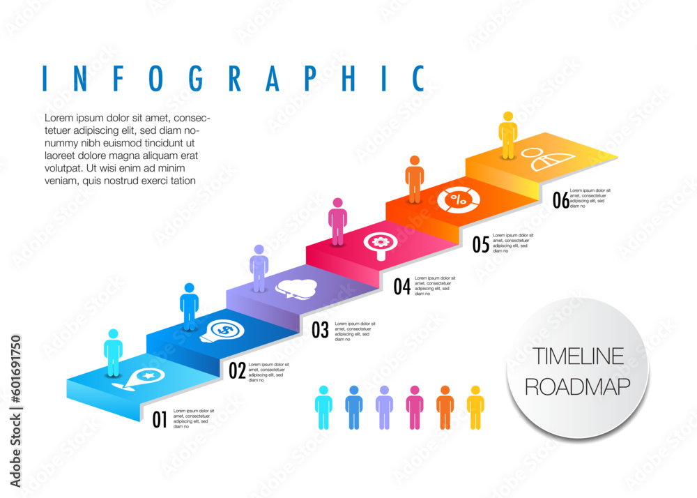 Infographic template for project and planning 6 ladders level Modern to ...