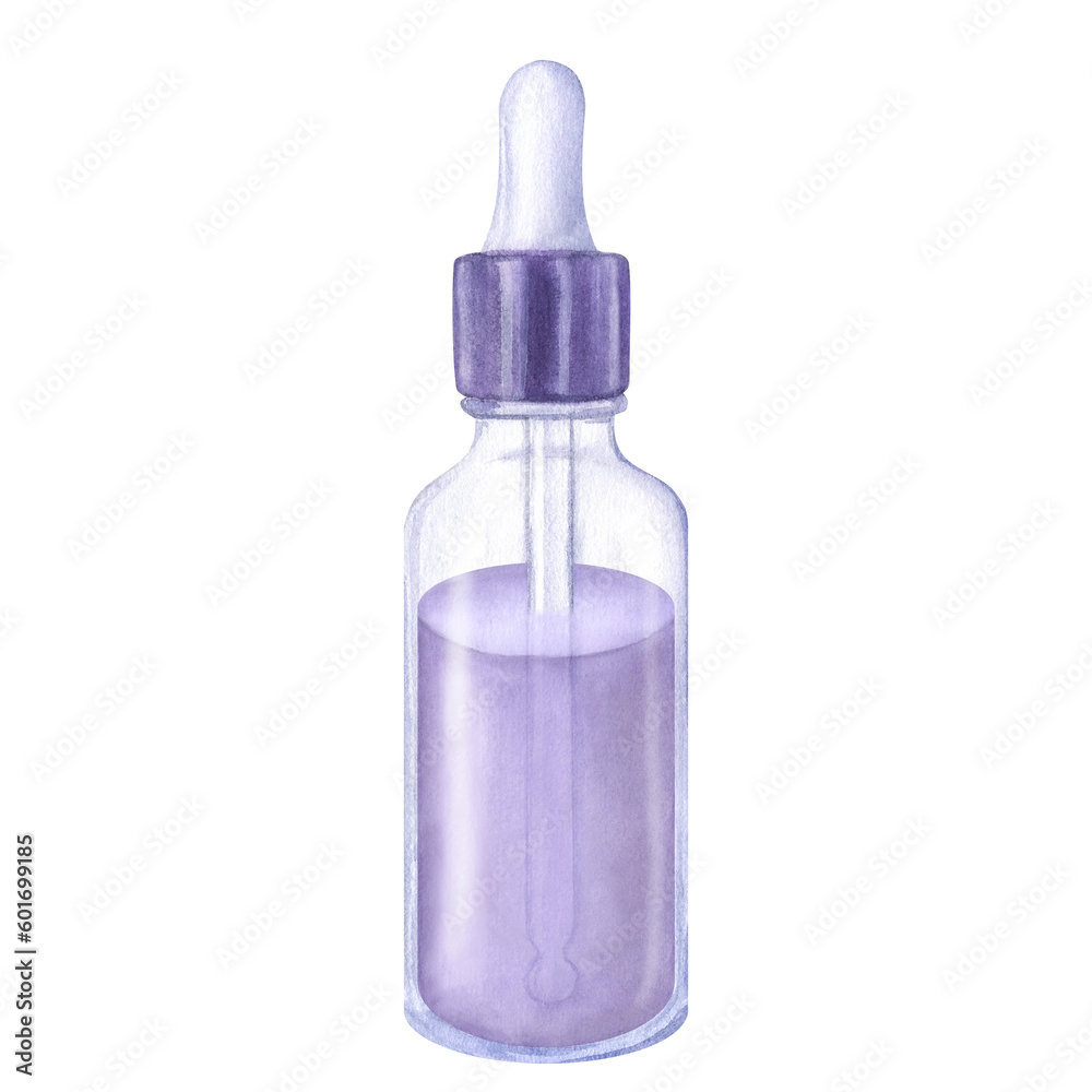 Purple pipette bottle plastic glass cosmetic. Lavender oil, lotion ...
