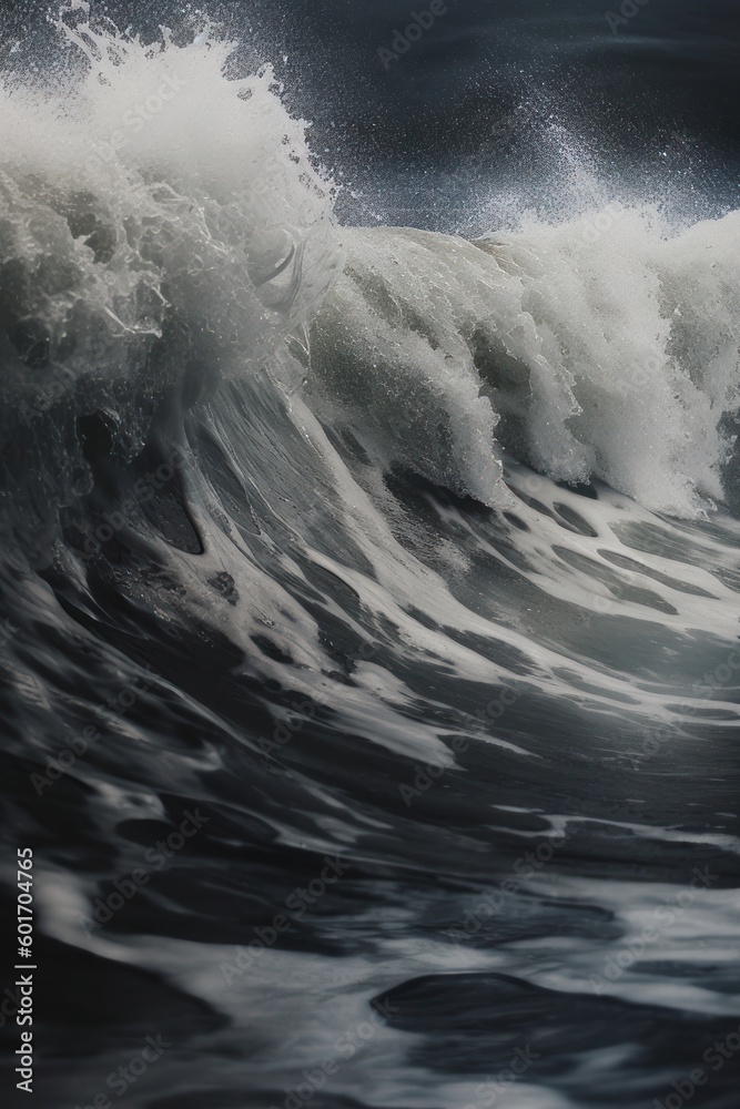 A photo captures a stormy seascape, with the agitated waves of the ...