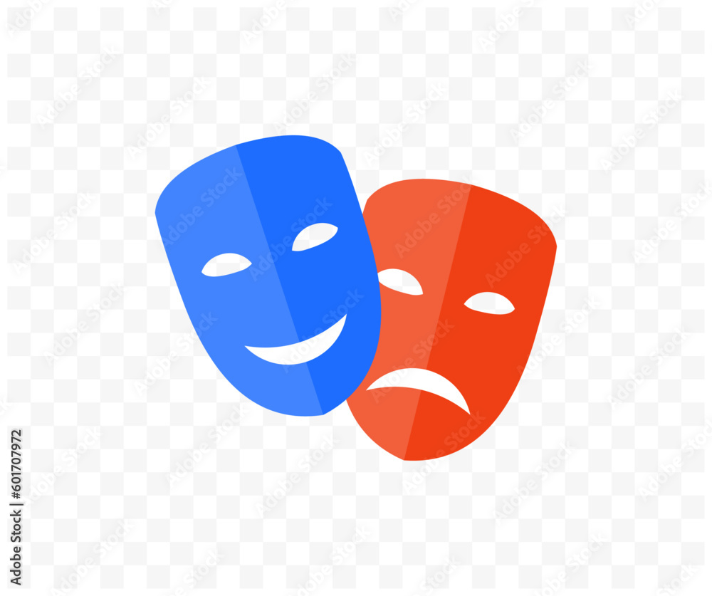 Masquerade vector icon on transparent background. Theatrical masks ...