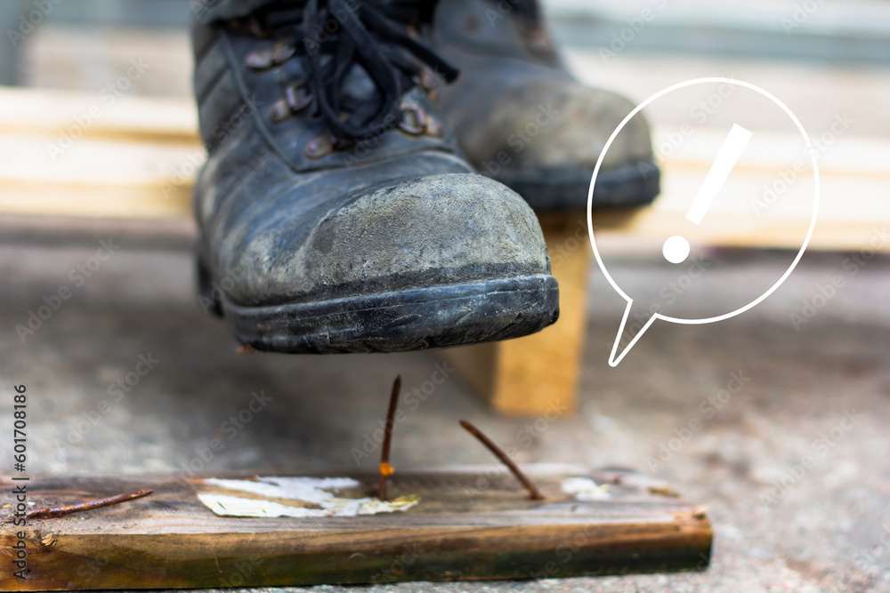 Wear safety shoes to ensure safety at work. construction workers wear ...