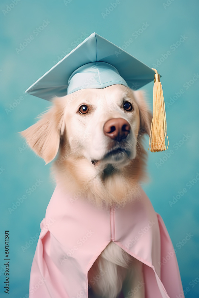 Dog in graduation cap and gown. Realistic portrait. Generative AI Stock ...