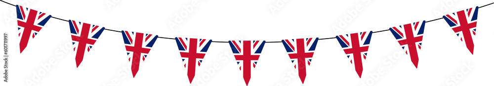 uk bunting garland, british pennants, string of triangular flags ...