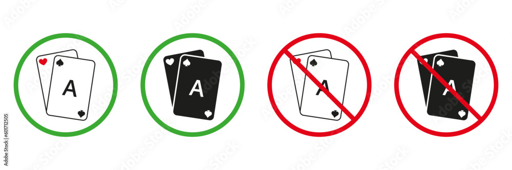 Allowed and Prohibited Playing Black Jack and Royal Poker Sign. Game ...