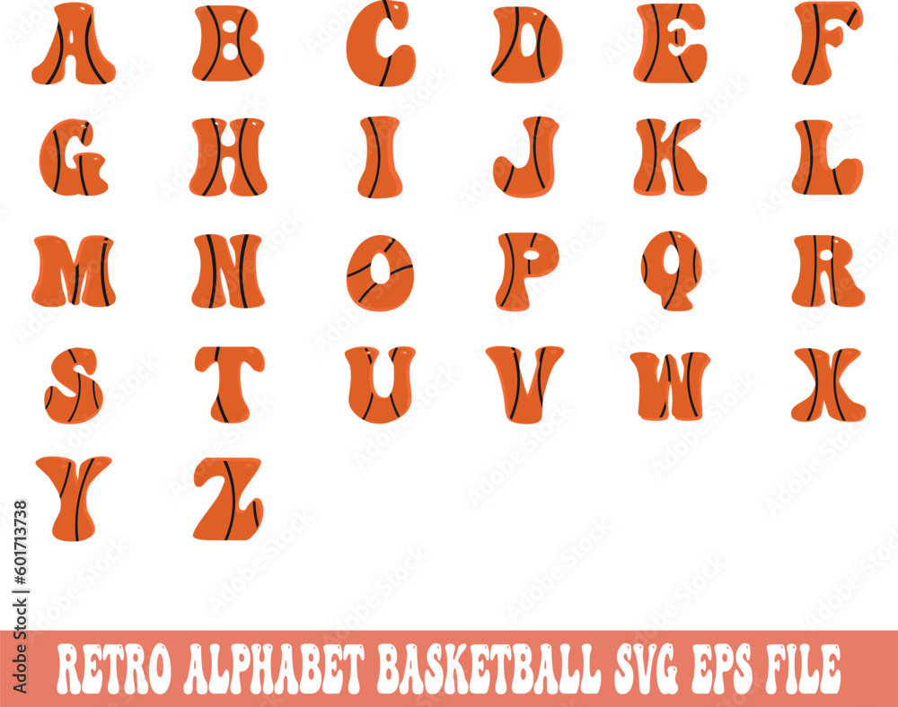 Alphabet basketball svg bundle Stock Vector | Adobe Stock