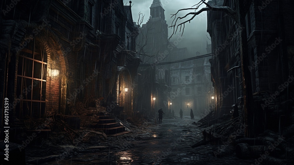 Gloomy Gothic ruins in the style of gloomy fantasy Generative AI ...