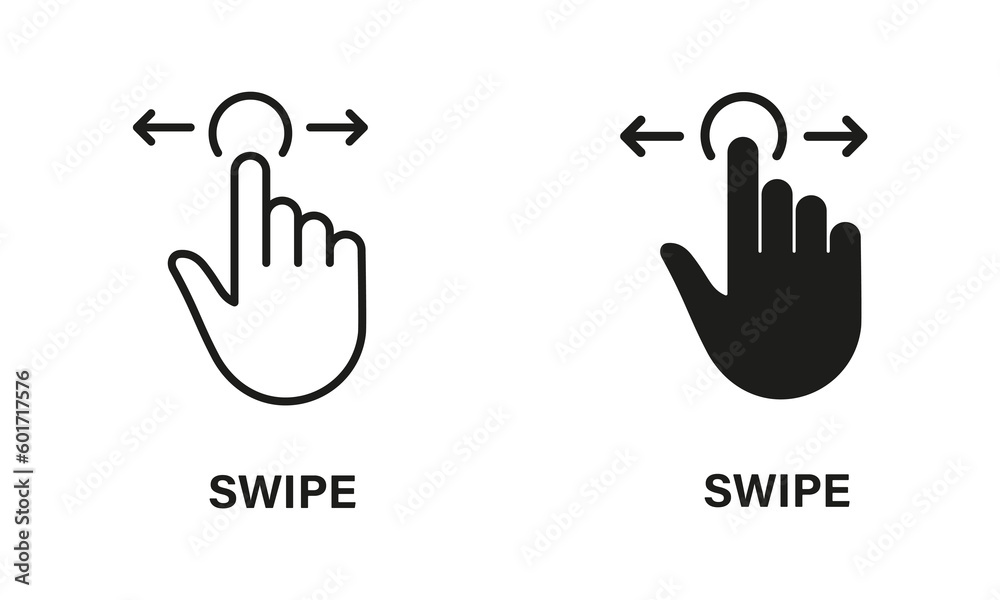 Vetor de Swipe Gesture to Right and Left, Hand Cursor of Computer Mouse ...