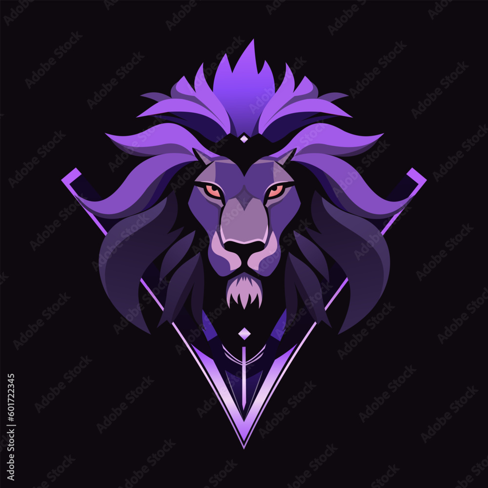 lion logo vector template. king lion. Team mascot. Lion on a black ...