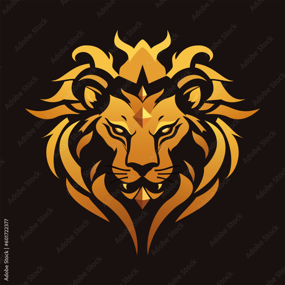 lion logo vector template. Golden lion logo. king lion. Mascot Stock ...