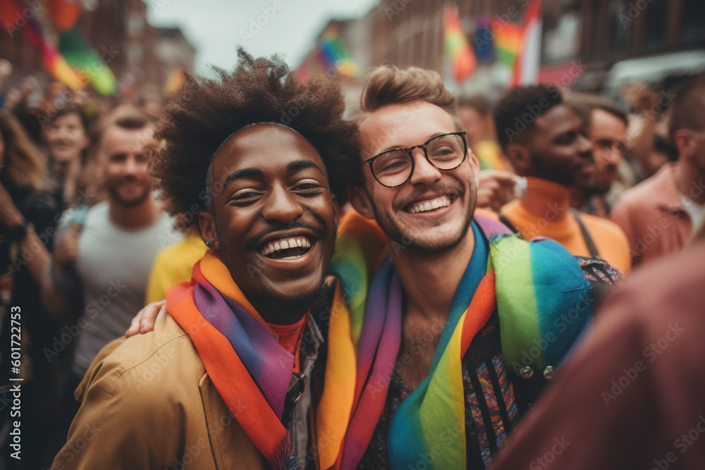 Illustrazione Stock Beautiful Generative AI Couple at LGBTQ+ Pride ...