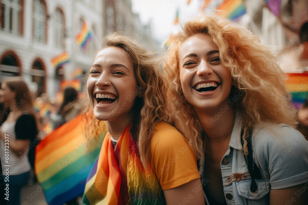 Beautiful Generative AI Couple at LGBTQ+ Pride Parade in Amsterdam ...