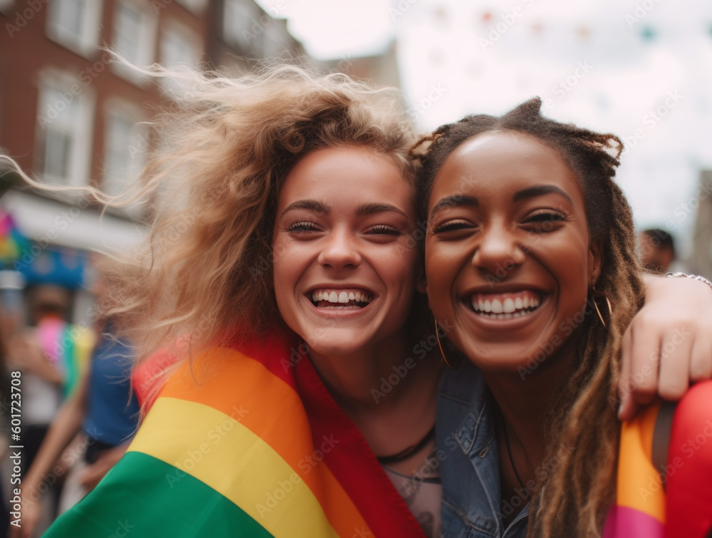 Beautiful Generative AI Couple at LGBTQ+ Pride Parade in Amsterdam ...