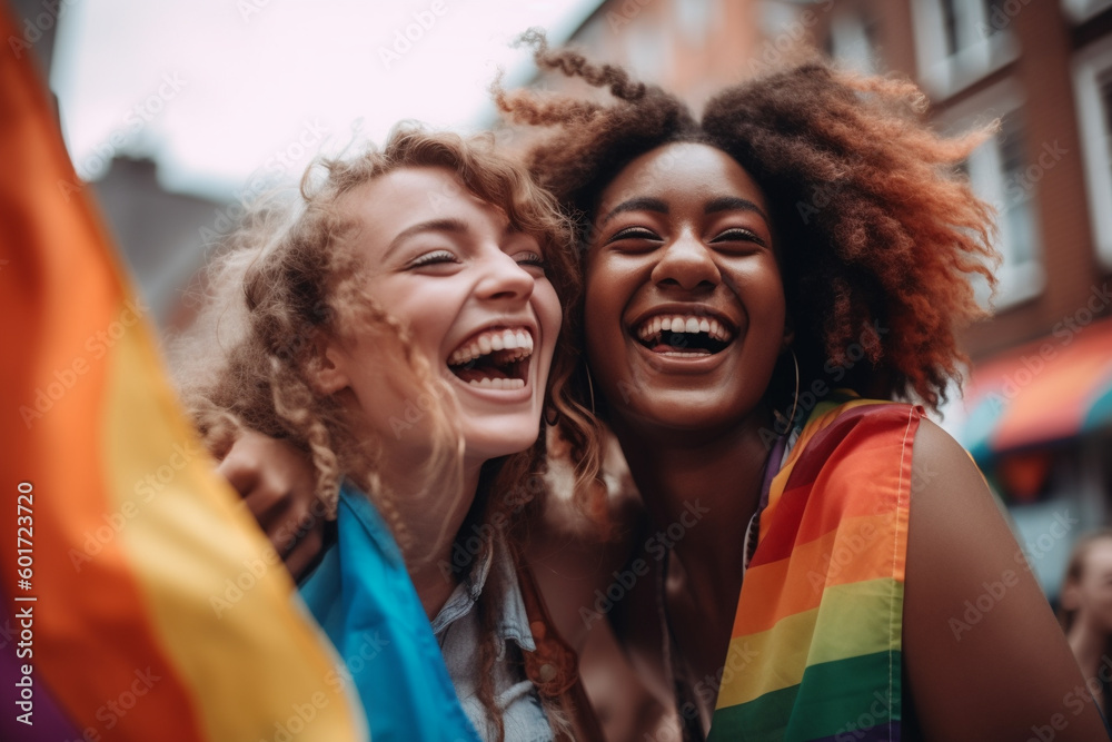 Beautiful Generative AI Couple at LGBTQ+ Pride Parade in Amsterdam ...