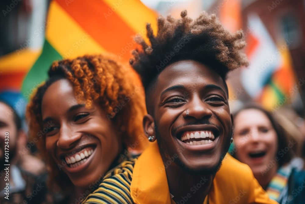 Beautiful Generative AI Couple at LGBTQ+ Pride Parade in Amsterdam ...