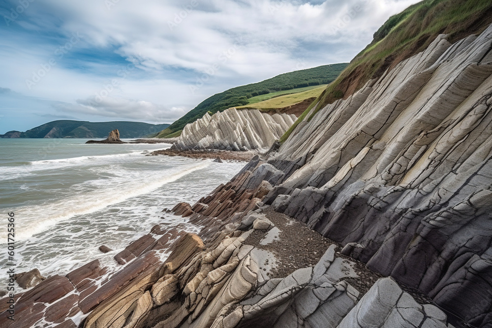 The geological marvel of flysch, showcasing stratified rock formations ...