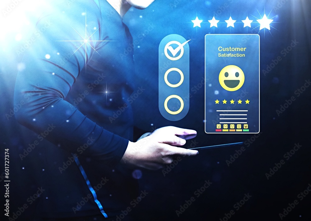 Customer service and Satisfaction concept ,Business people are touching ...