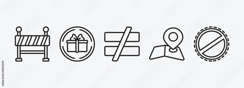 signs outline icons set. signs icons such as under, gift shop, is not ...