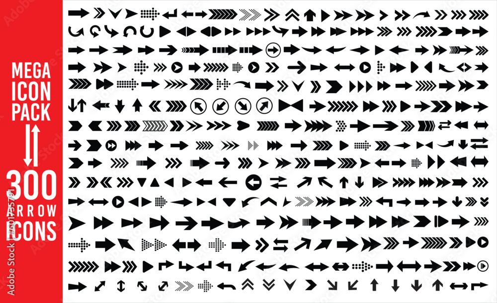 Set 150 arrow icons. Arrow icons. Mega set of vector arrows. Arrows big ...