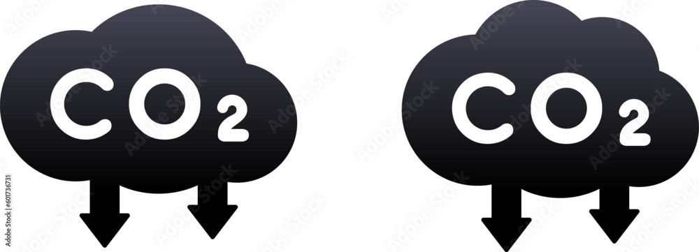 CO2 emissions vector icon set. Carbon gas cloud symbol. Dioxide ...