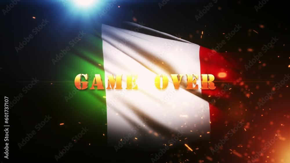 Game Over gold text motion with fire burst and golden particles ...
