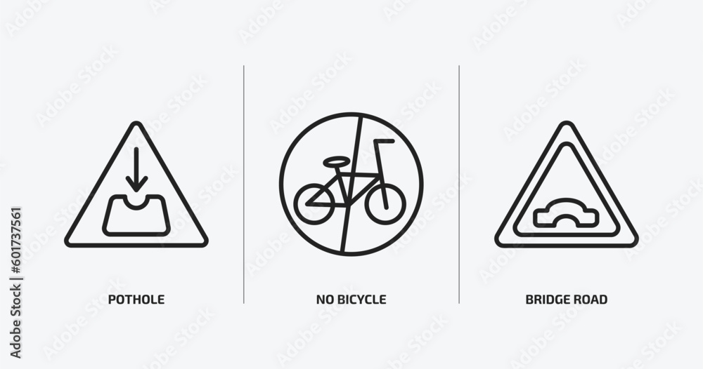 Vektorová grafika „traffic signs outline icons set. traffic signs icons ...
