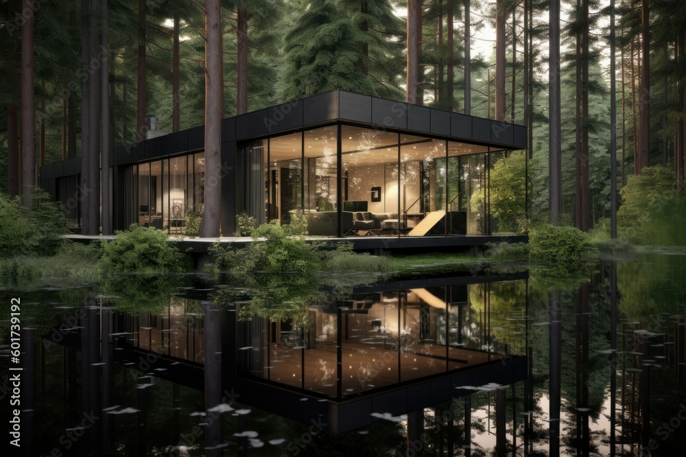 Conceptual modern glasshouse home exterior design. Contemporary glass ...