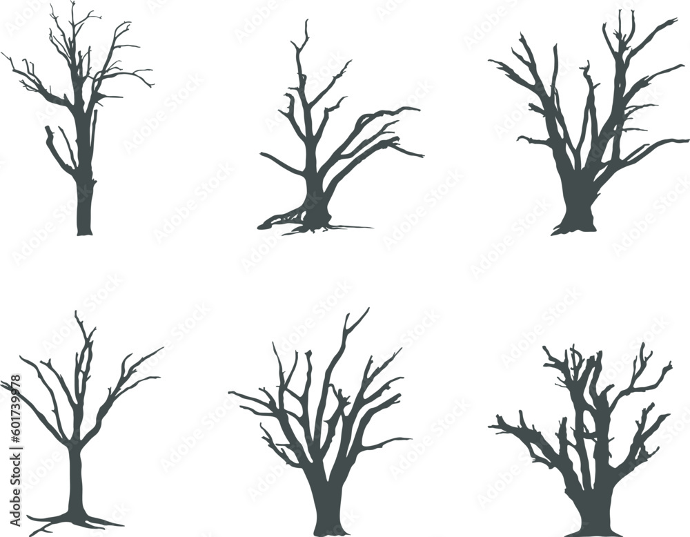 Dead tree silhouette, Bare tree silhouettes, Tree silhouette, Tree SVG ...