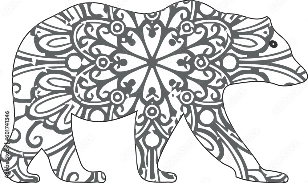 Panda mandala coloring page for children and adults. Hand drawing ...
