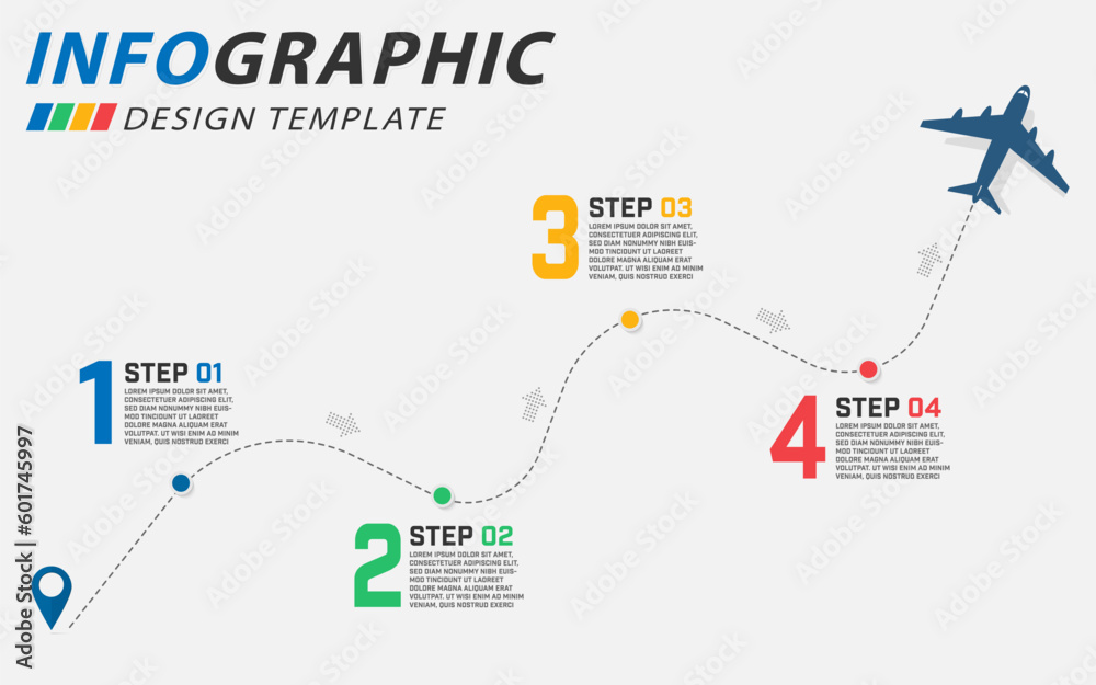 Infographic design template. Timeline concept with 4 options or steps ...