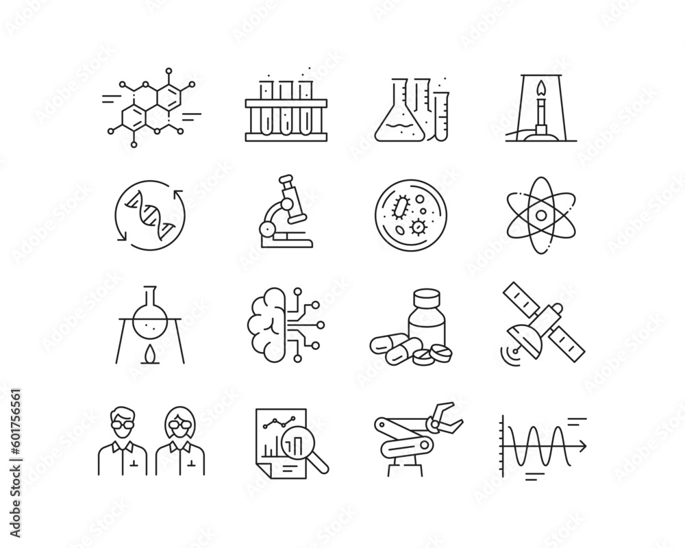 Science Icon collection containing 16 editable stroke icons. Perfect ...