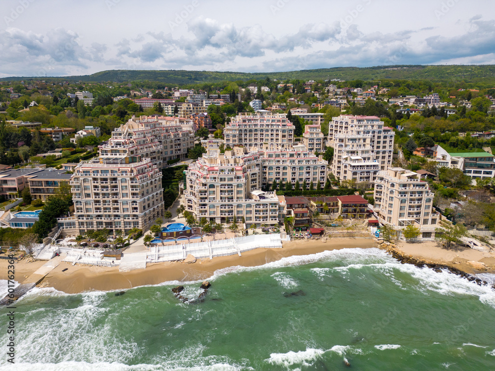 A stunning aerial view of an exclusive residential complex nestled by ...