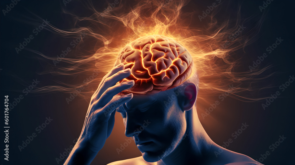 Human Brain Neurology Burning Head and Stress, Headace, Migraines with ...
