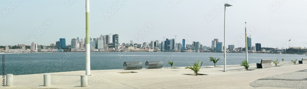 Panoramic view at the Luanda downtown, from Cabo Island, cityscape ...