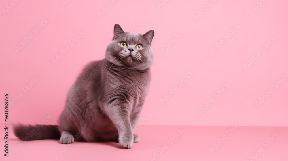 Pastel kittens. Happy cat laughing on plain pastel background. Cute ...