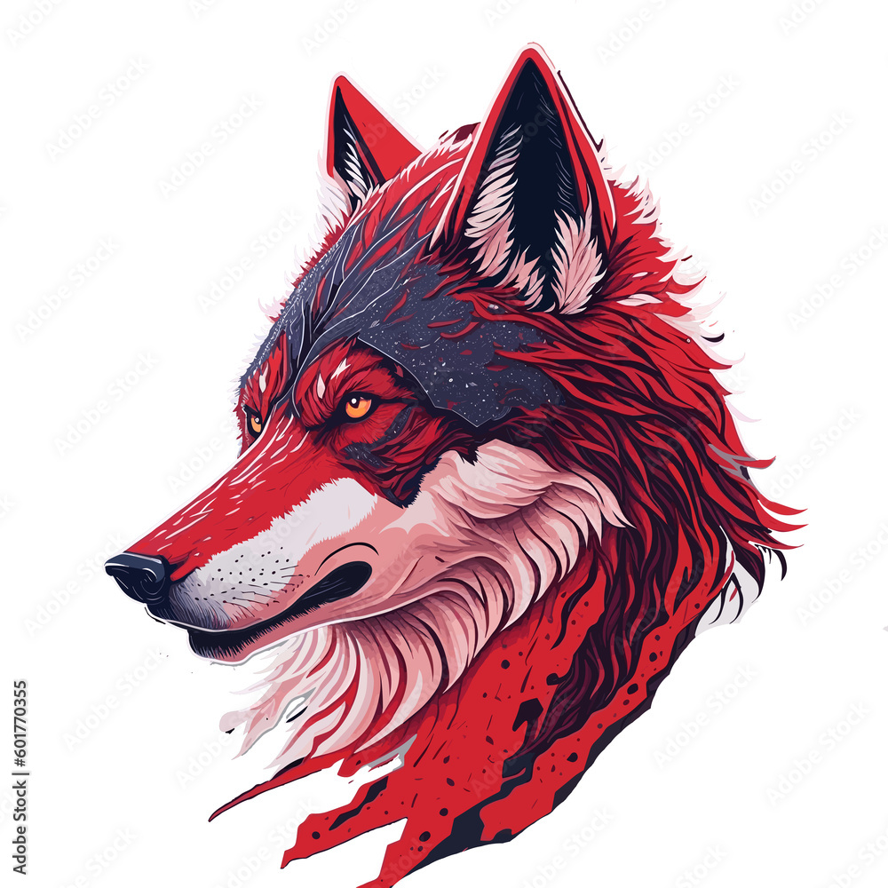 Red wolf head art paint (Generative AI) Stock Illustration | Adobe Stock