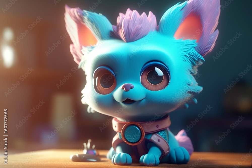 3D Model of Anime-Inspired Pet Avatar in Vibrant Digital Environment ...