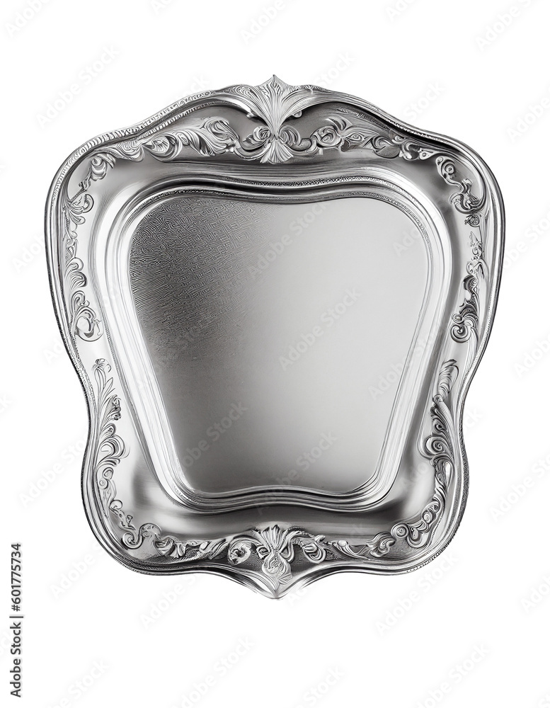Empty silver tray on transparent background, created with generative AI ...