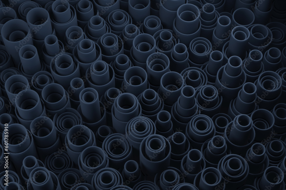 Dark blue cylindrical tubes fully filled the screen. Illustration as a ...