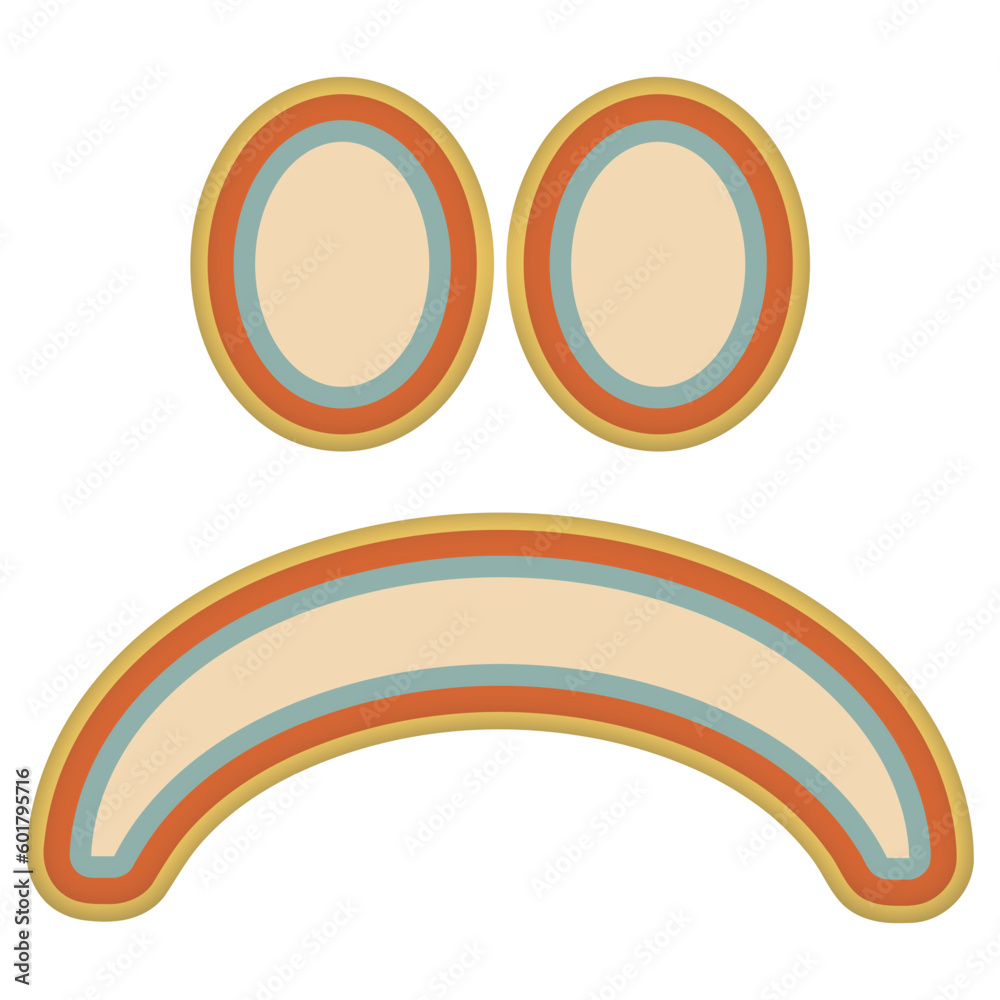 sad face emoji in retro colors Stock Vector | Adobe Stock