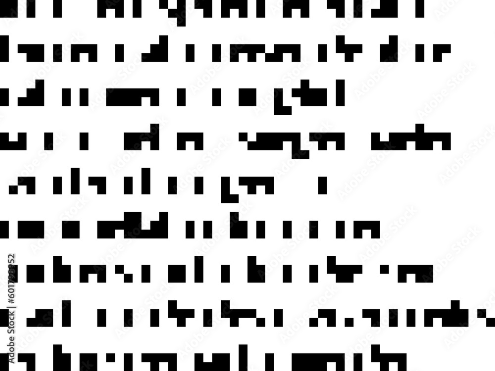 Cryptic unreadable pixel Text. Futuristic alien alphabet. Abstract illegible symbols of ...