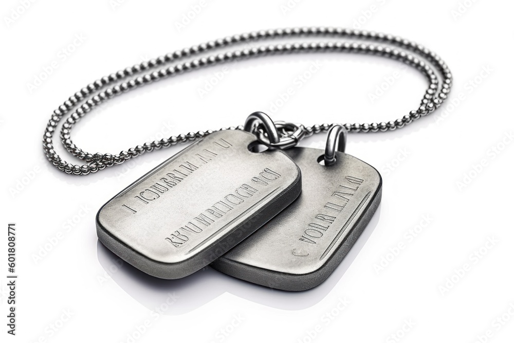 Military dog tags, personal identification worn by soldiers, engraved ...