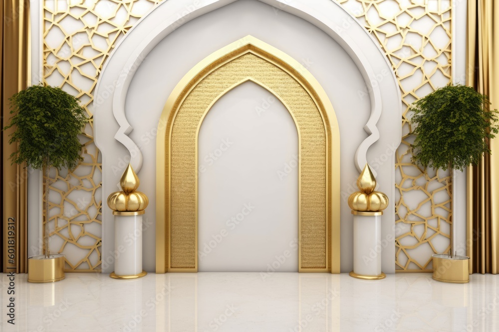 Mughal architecture Indo-Islamic wall backdrop Stock Illustration ...