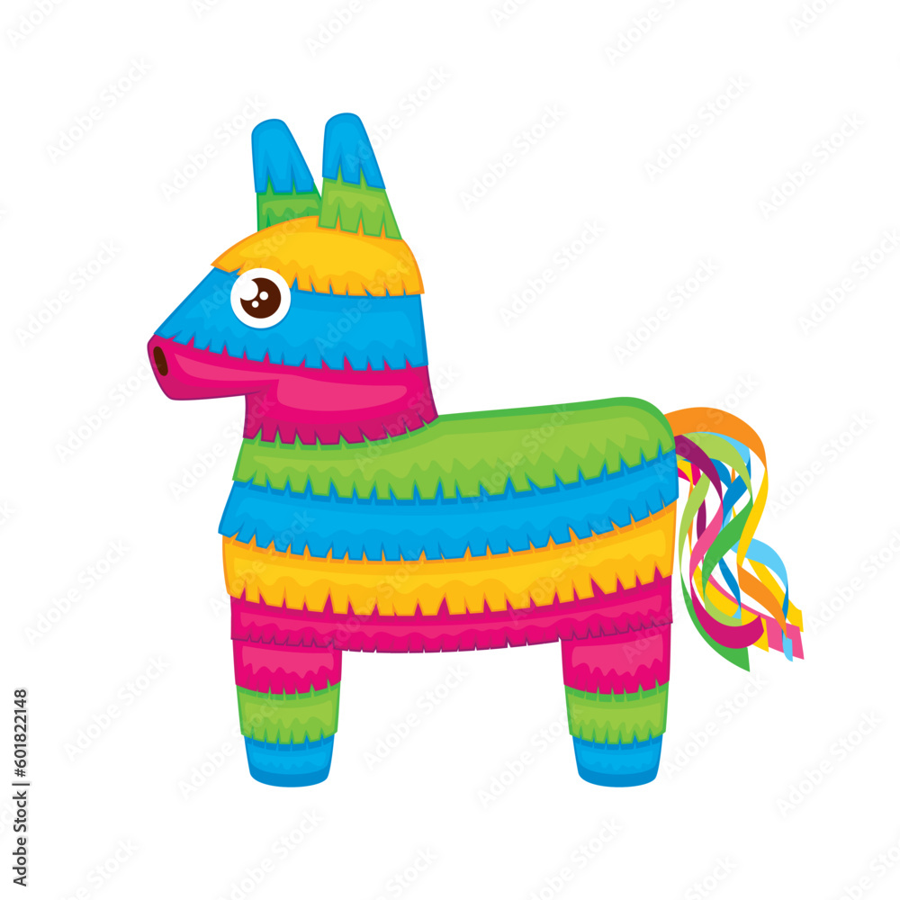 Cute mexican pinata donkey vector illustration. Colorful paper mexican ...