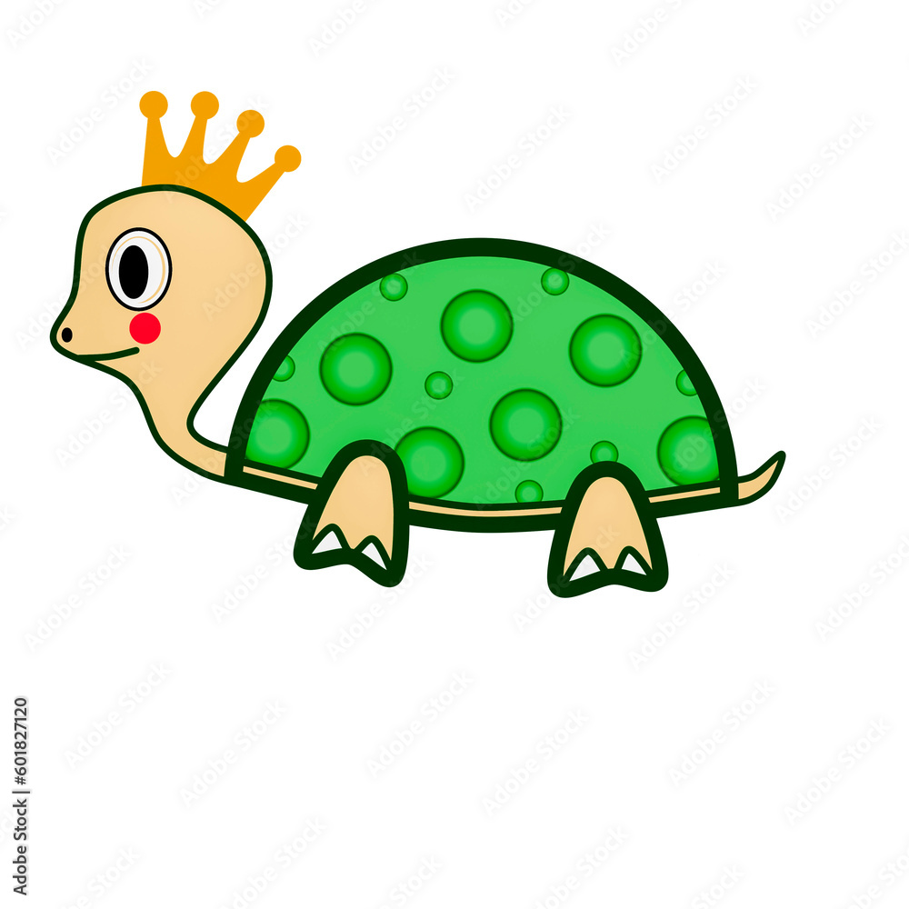 green turtle red cheeks cartoon drawing with gold crown transparent ...