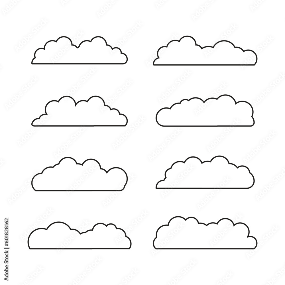 weather icon, clouds vector bundle, Sky Clouds Clipart, black and White ...