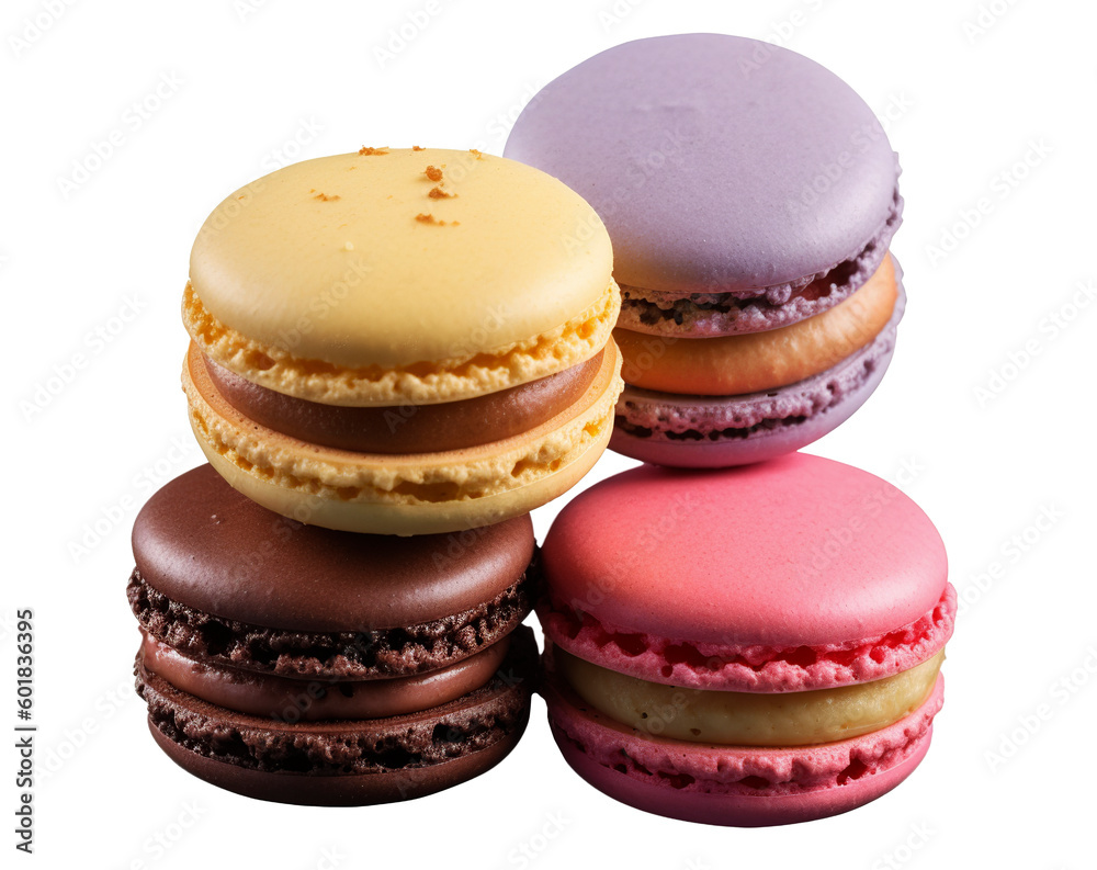 Macarons in transparent background. Generative AI. Stock Illustration ...