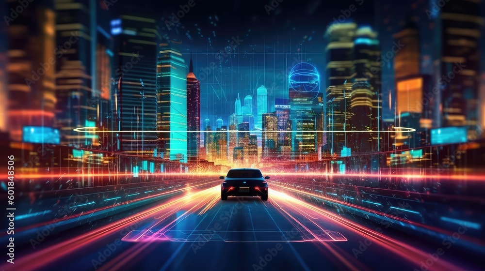 Car with GPS tracking system concept illustration and UI and UX ...