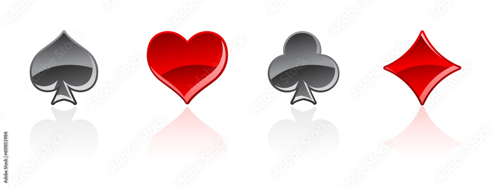 Vector illustration of glossy card symbols isolated on white background ...