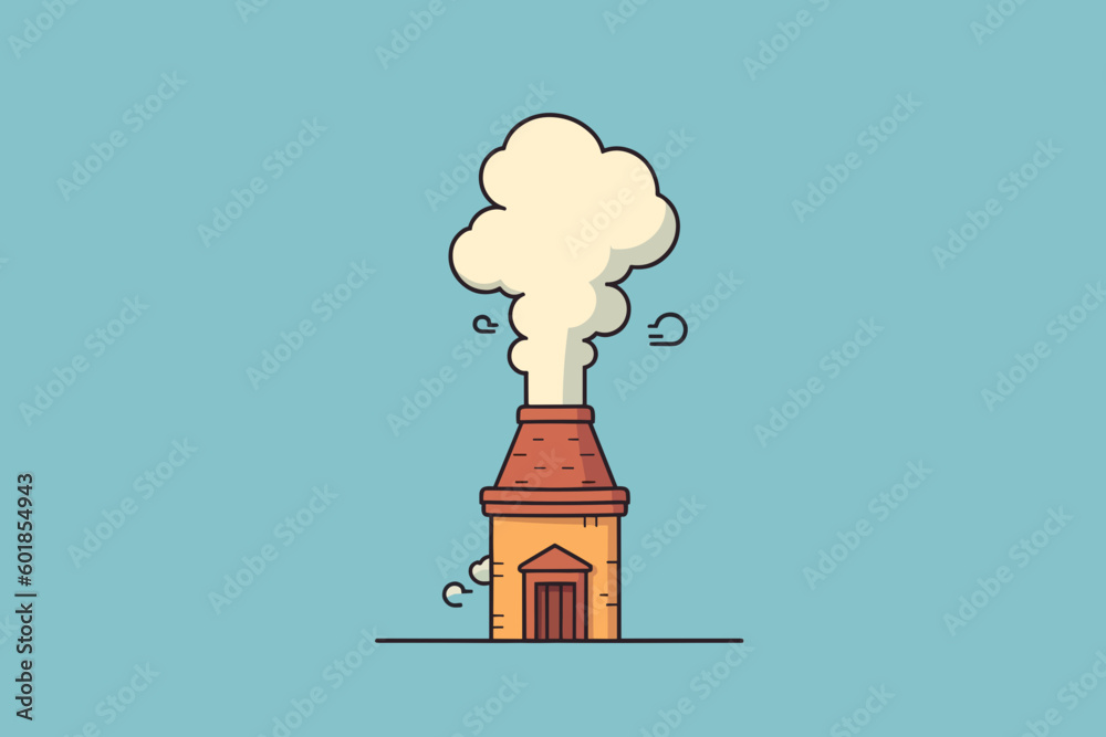 Doodle inspired Chimney pot, cartoon sticker, sketch, vector ...