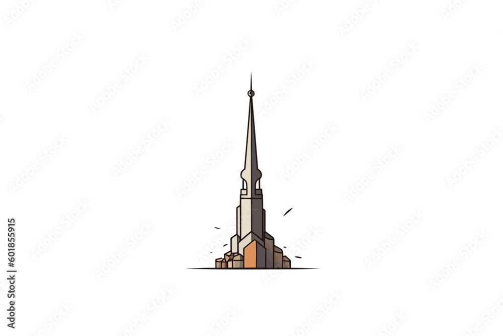 Doodle inspired Spire, cartoon sticker, sketch, vector, Illustration ...